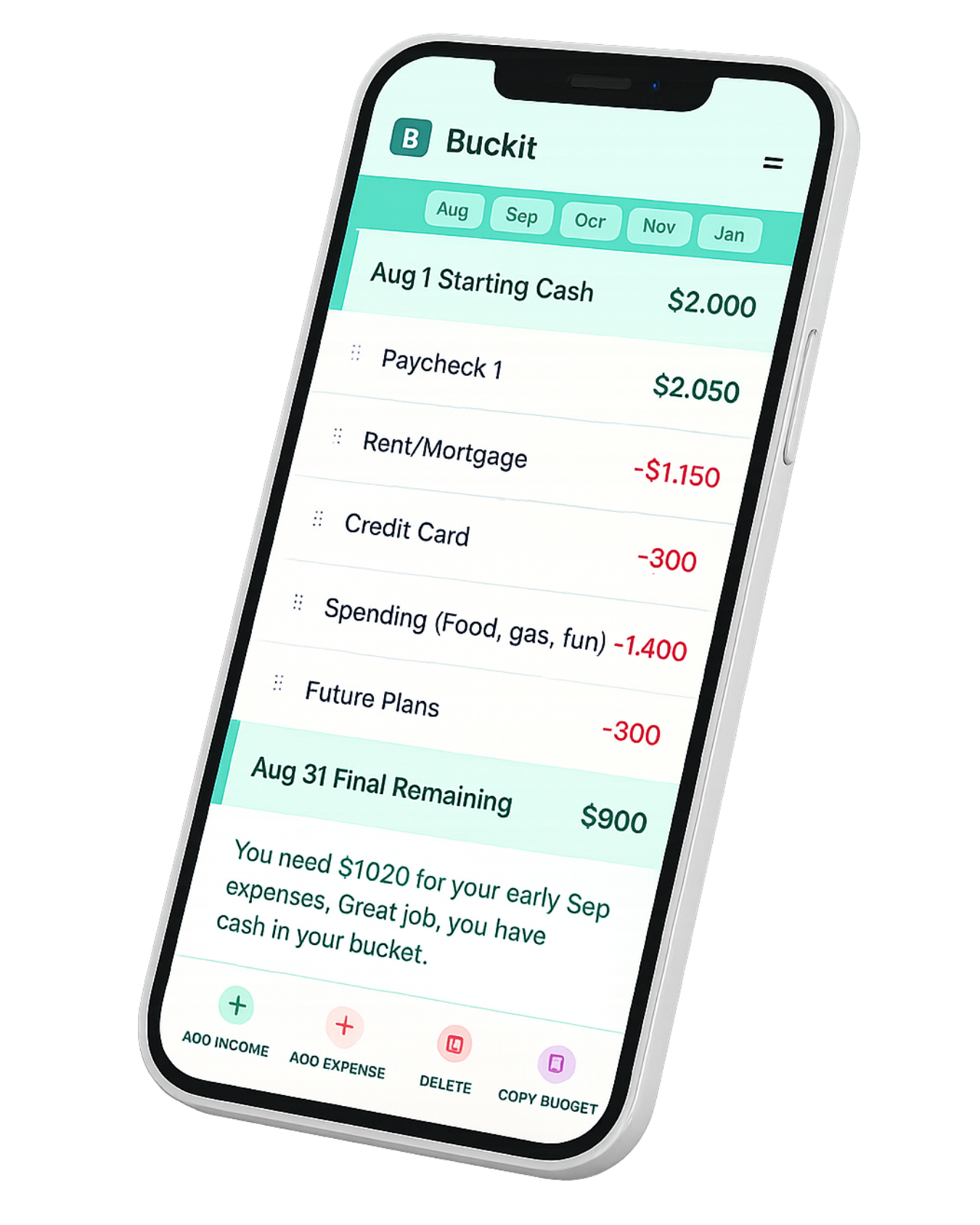 Buckit - Easy Budgeting. Zero Stress.